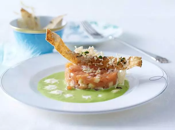 Apple a Saumon Tartare op Wasabi Spigel Rezept