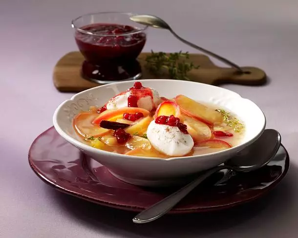 Tazón frío de manzana con receta de albóndigas de nieve