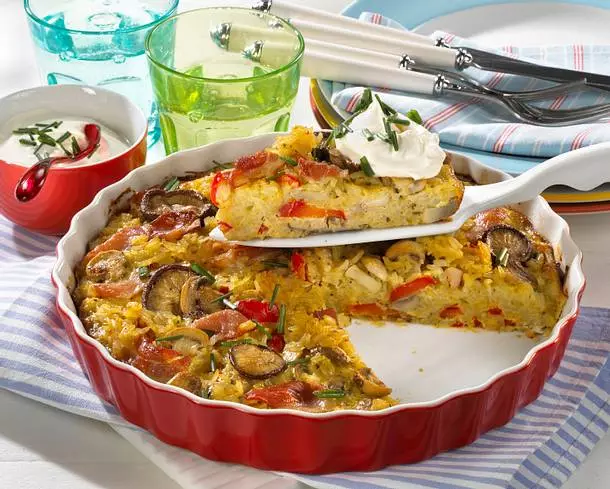 Chinsinsi cha Rice quiche 16946_1