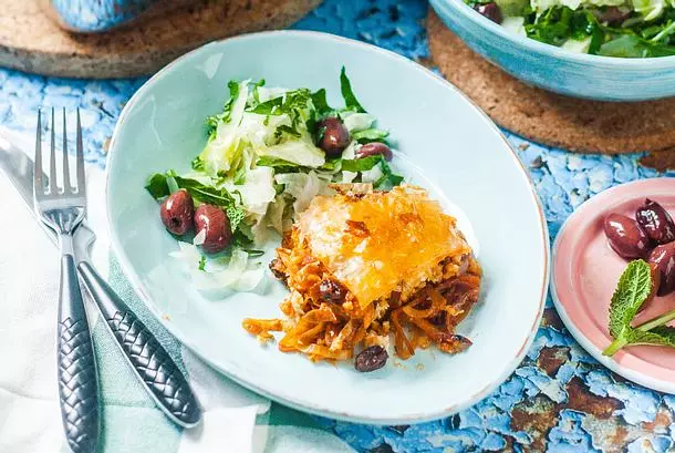 Baklava oparoa feta betearekin eta mihilu entsalada errezeta