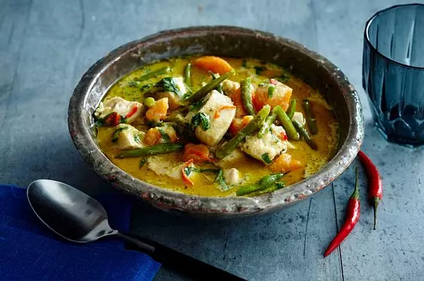 Receita de Curry de Frango Verde com Batata Doce