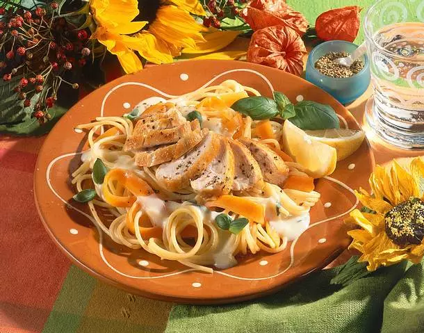 Pouletfilet op Spaghetti Geméisbett Rezept 33962_1