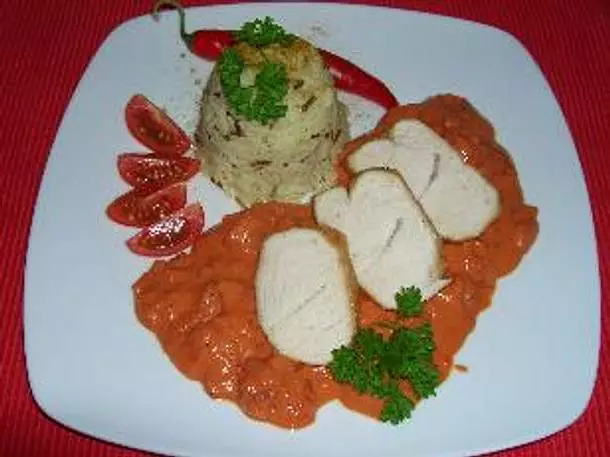 Receita de filete de pavo con salsa de queixo crema de pimentón 40885_1