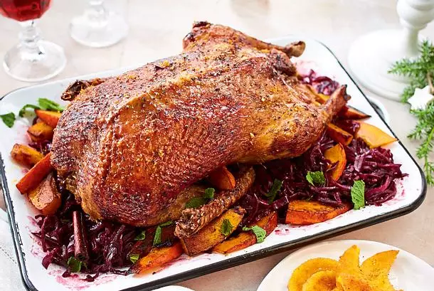 Spiced duck with pumpkin red cabbage and dumpling moons recipe 47322_1