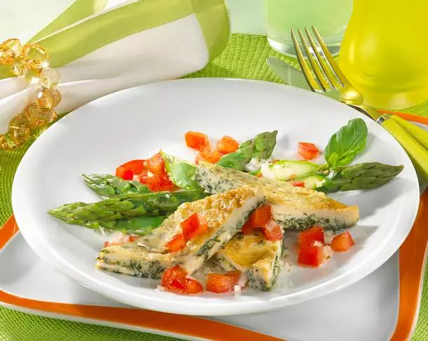 Omelet endog kalawan resep asparagus