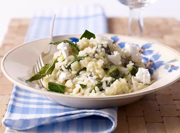 Risotto chard krim karo keju krim wedhus (tanpa sage).