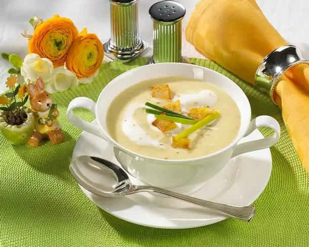 Receita de crema de porro con croutons de pataca 52634_1