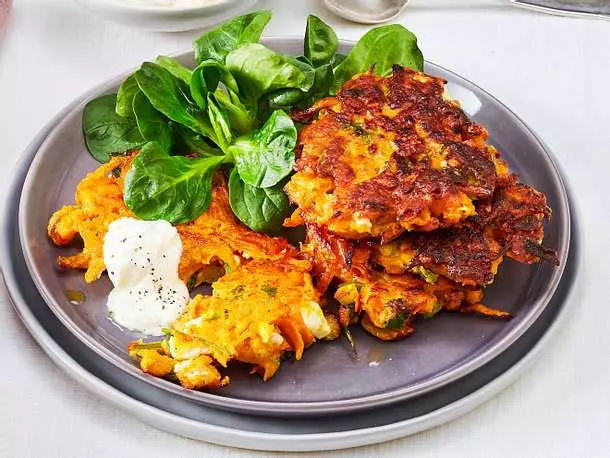 Carrot and Pumpkin Patties with Feta Dip recipe 54639_1