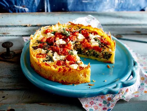 Receita de Quiche de Feta de Espinafre com Rösti Base