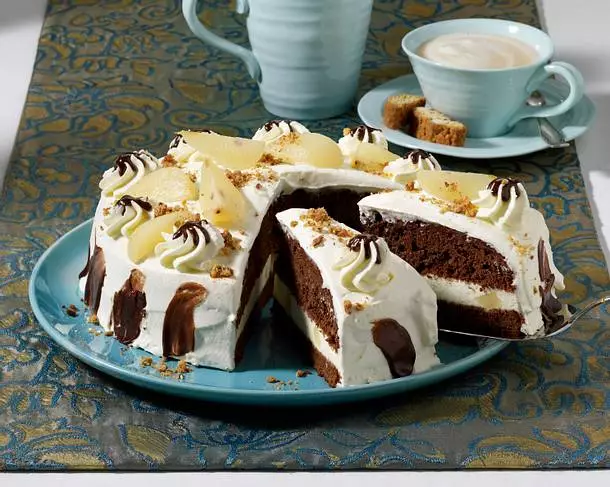 Sjokolade Cantuccini kake med pærer oppskrift 61326_1