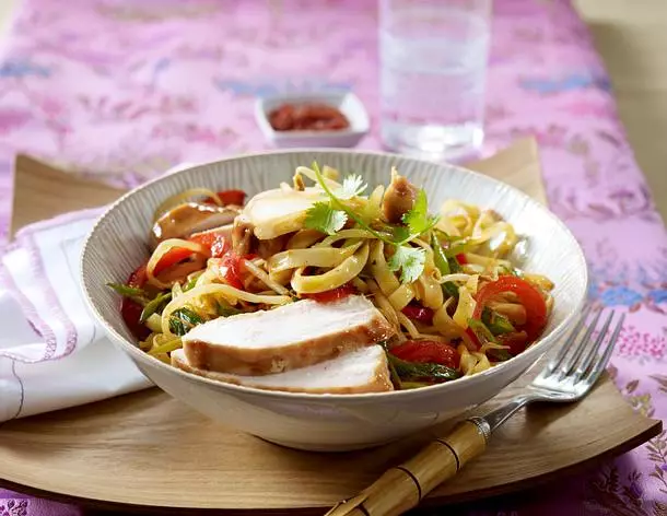 鶏肉の揚げ野菜麺、レシピ