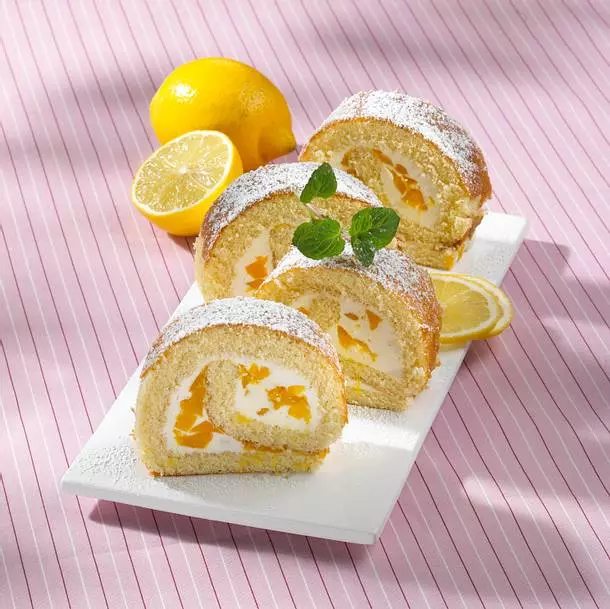 Ntụziaka mango Lemon Swiss Roll