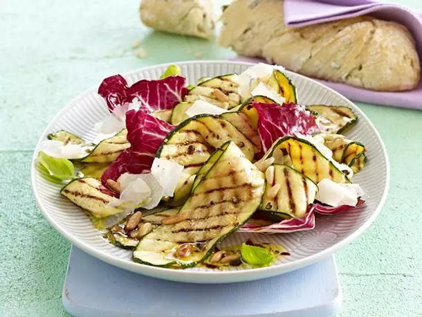 Grilled Zucchini Salad with Pine Nuts and Parmesan Recipe