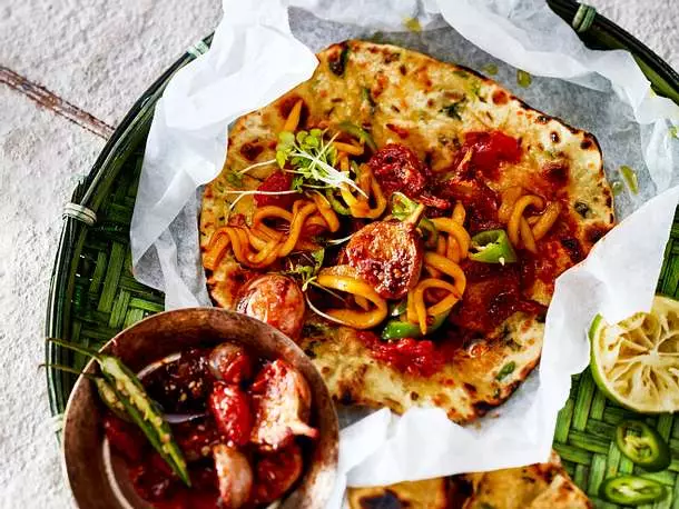 Methi Thepla flatbread ine eggplant ragout recipe