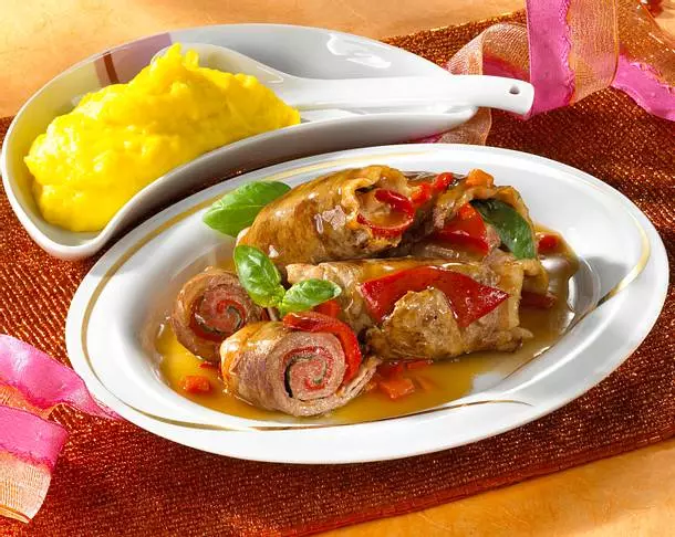 Ricetta Involtini di agnello con purè di patate allo zafferano 70657_1