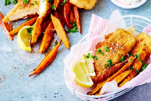 Tofu nuggets med søtpotet frites oppskrift