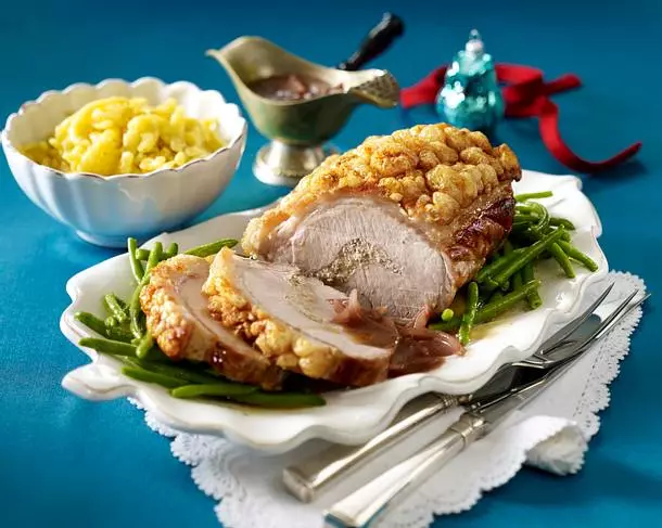 Stuffed pork loin with spaetzle in red wine onion sauce recipe 71506_1