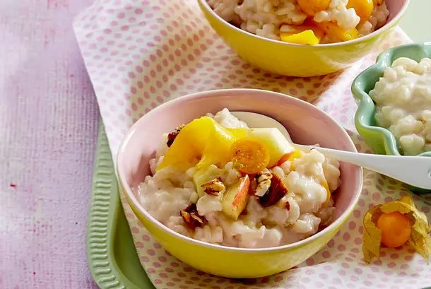 Almond Rice Pudding with Fruit Salad Recipe