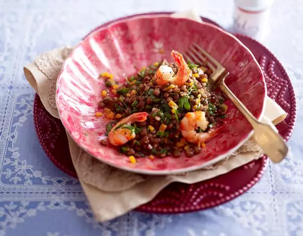 receta de ensalada de lentejas con gambas 8533_1