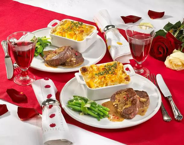 Recette Filet de boeuf aux haricots et gratin de pommes de terre