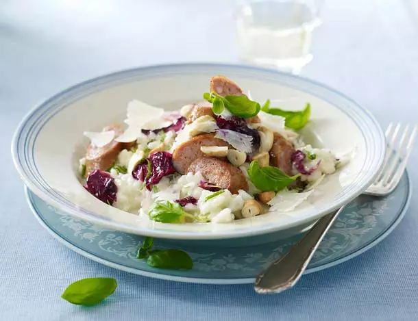 Receita de risoto com radicchio e linguiça de alho